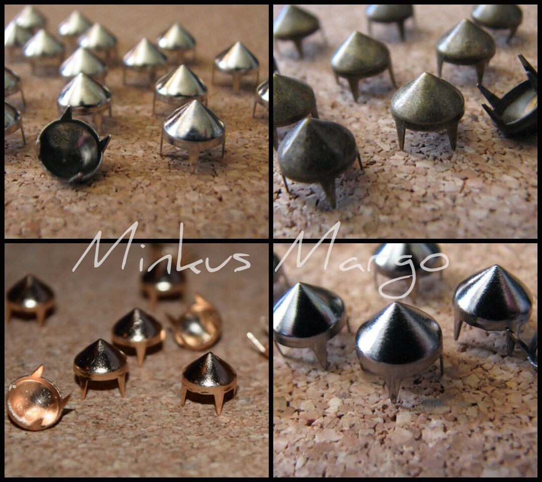 Spike Studs, Antique Brass, Nickel, Gun Metal Diy,spot 4 Claw 6MM, 8MM ...