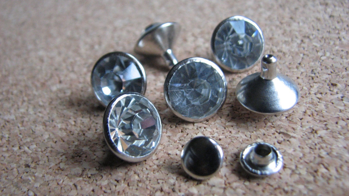 Rhinestone Rivets Glass Clear With Silver Rim DIY 6mm 7mm - Etsy