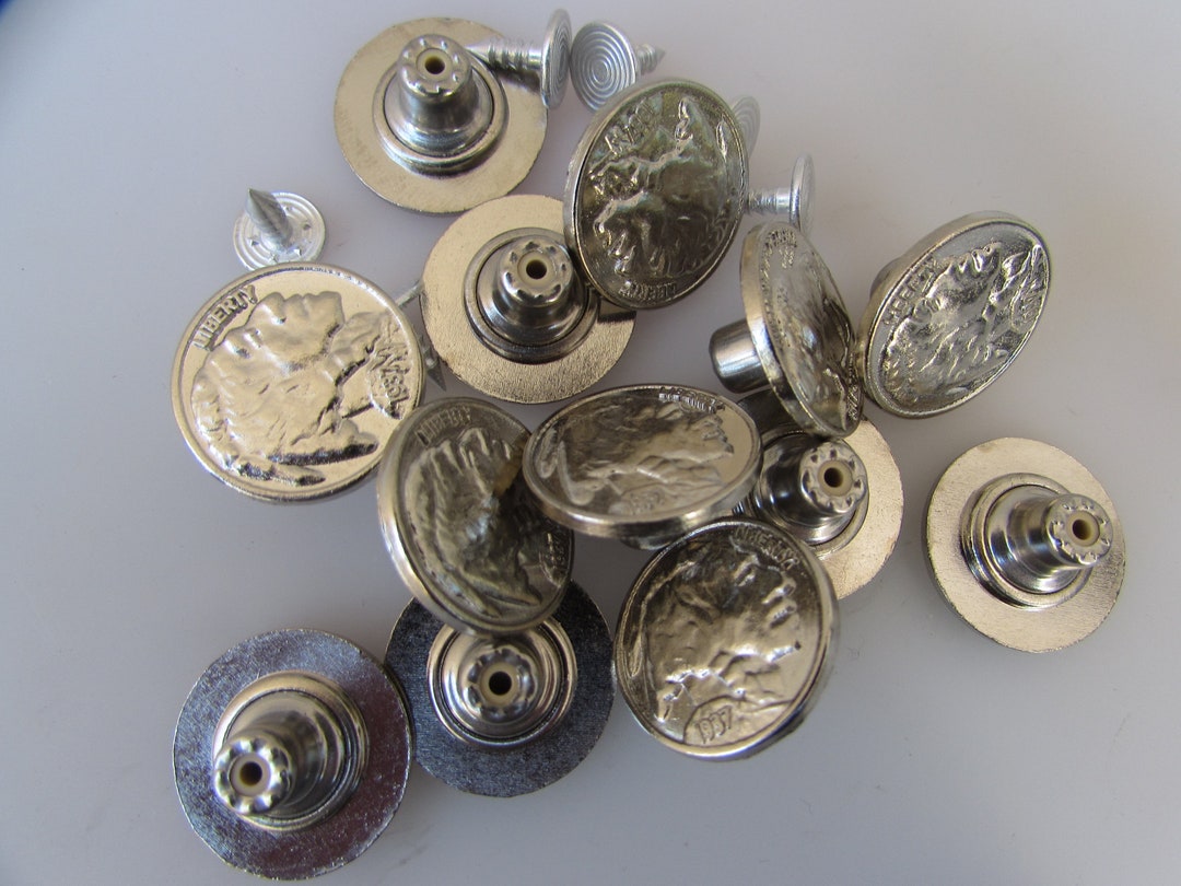 Buffalo / Indian Nickel Coin Button Stud 20mm Shank Rivet Tacks ...