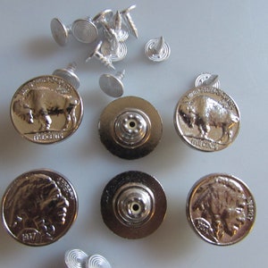 Buffalo / Indian Nickel Coin Button Stud 20mm Shank Rivet Tacks ...