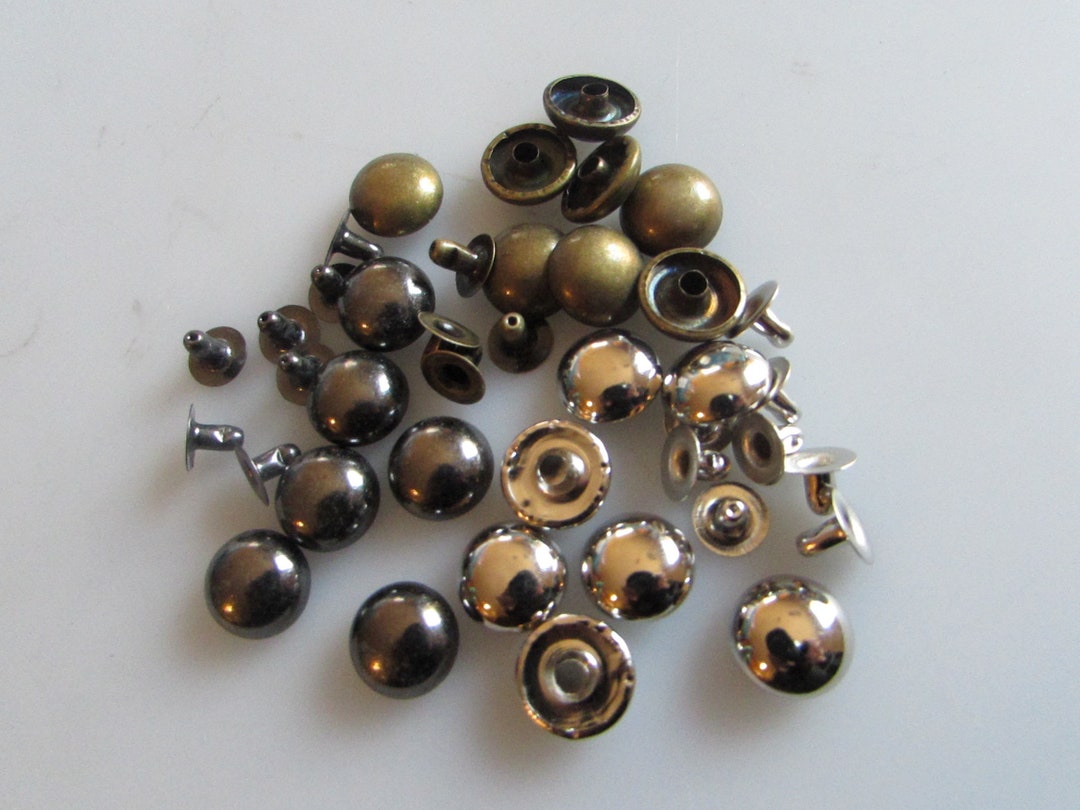 Dome Rivets, Antique Brass, Nickel , Gun Metal DIY 7mm, 9mm 10mm, 12mm ...