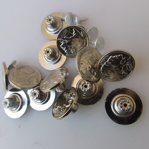 Buffalo / Indian Nickel Coin Button Stud 20mm Shank Rivet Tacks ...