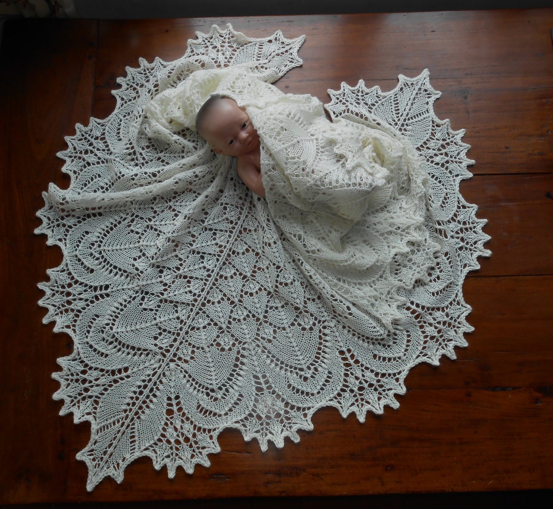 Heirloom Hand Knitted Lace Baby Shawl / Wedding Shawl. Square - Etsy UK