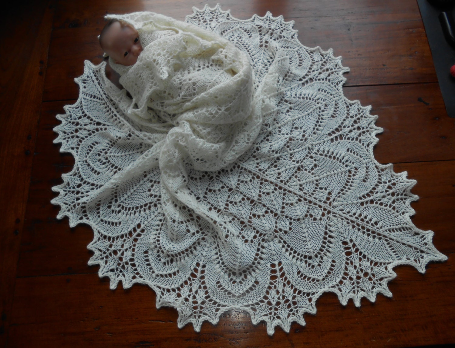 Heirloom Hand Knitted Lace Baby Shawl / Wedding Shawl. Square Heirloom ...