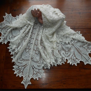 Heirloom Hand Knitted Lace Baby Shawl / Wedding Shawl. Square Heirloom ...