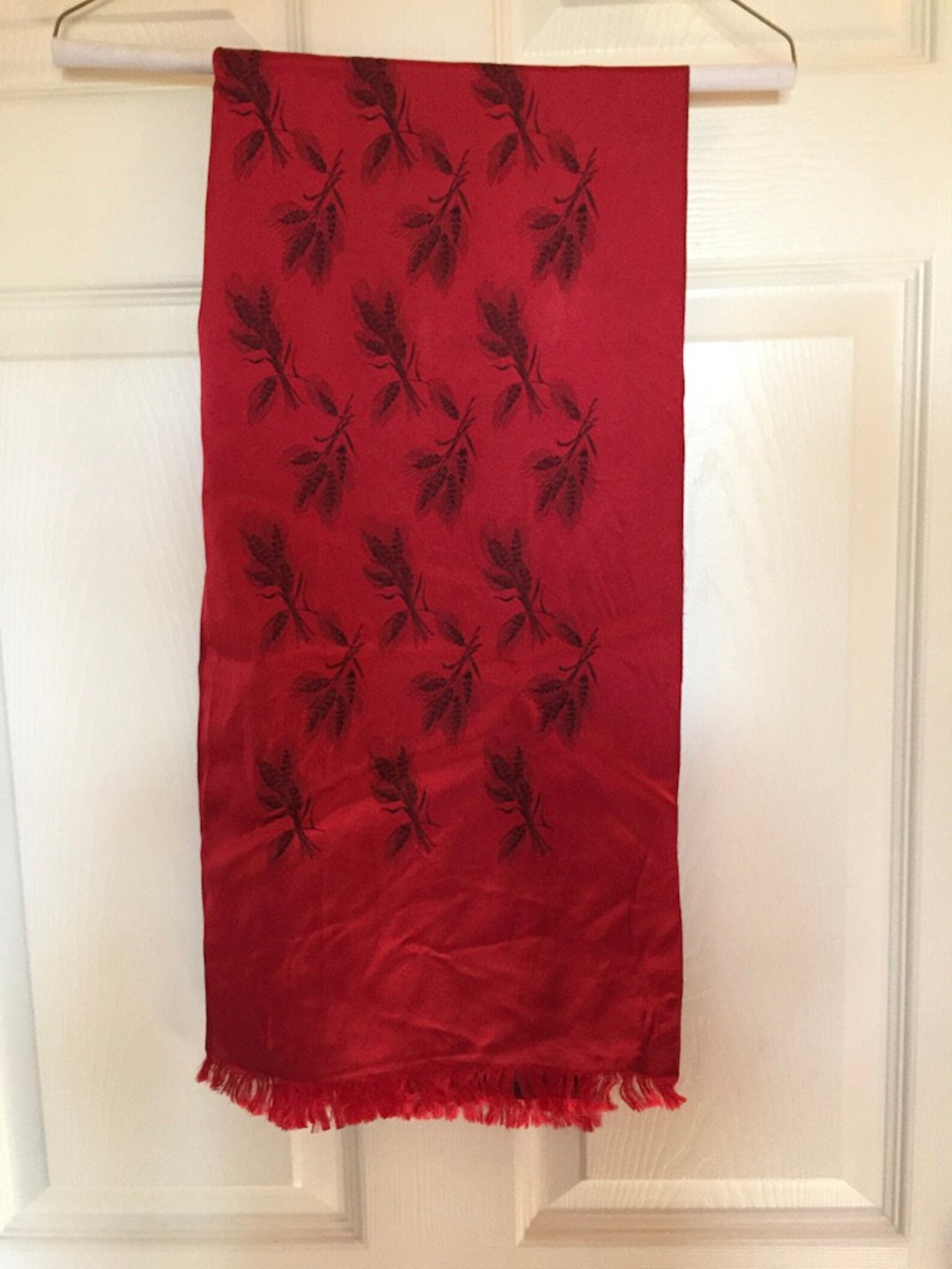 Red satin scarf made in France | Etsy