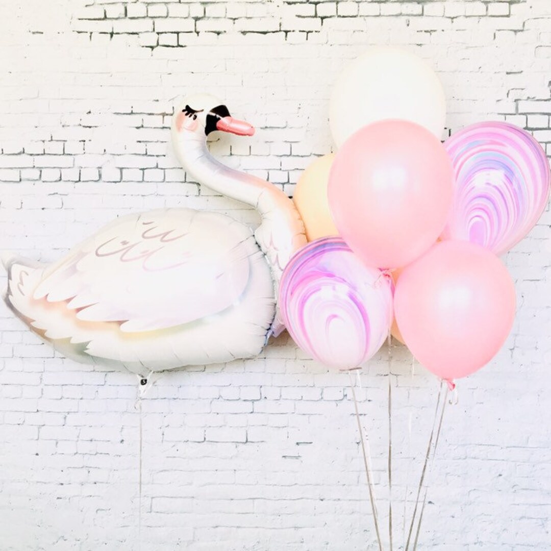 WHITE SWAN Foil Balloon 35 and 11 Balloon Bundle Set of 8, Swan Party ...