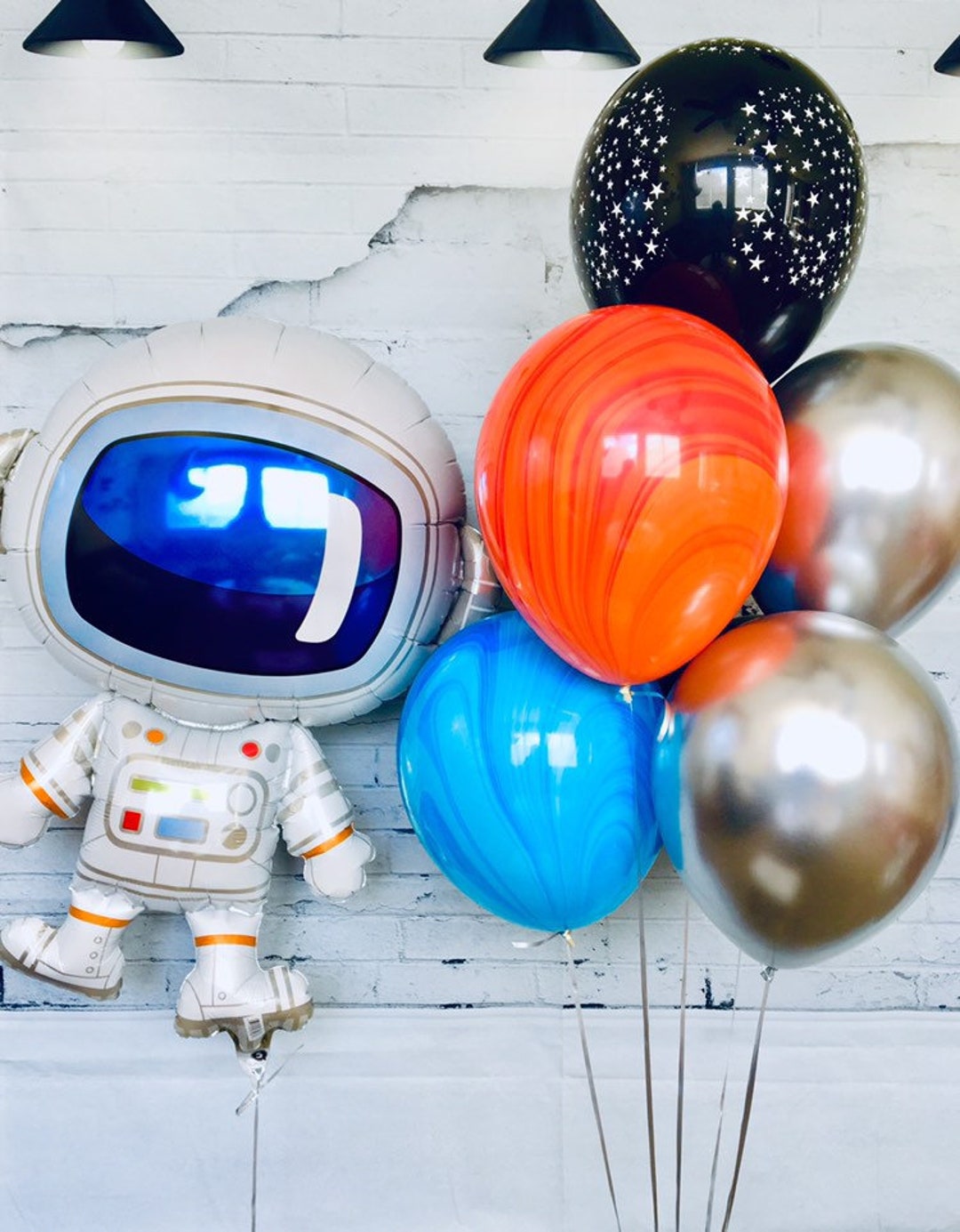 Astronaut Foil Balloon 37" Tall, 11" Chrome Balloons Bundle Set, Party ...