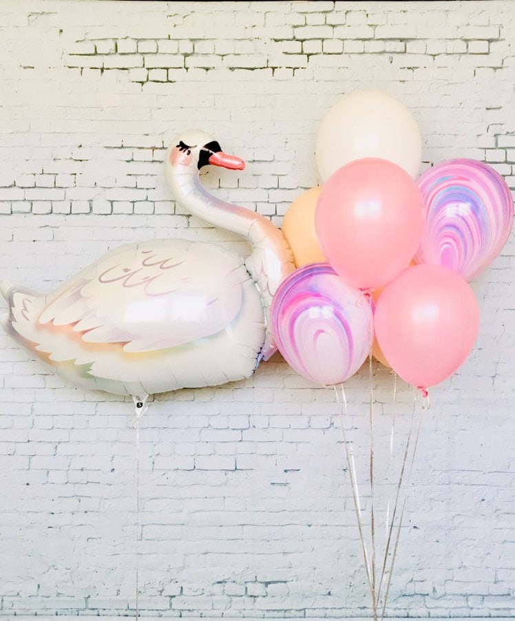 WHITE SWAN Foil Balloon 35 and 11 Balloon Bundle | Etsy