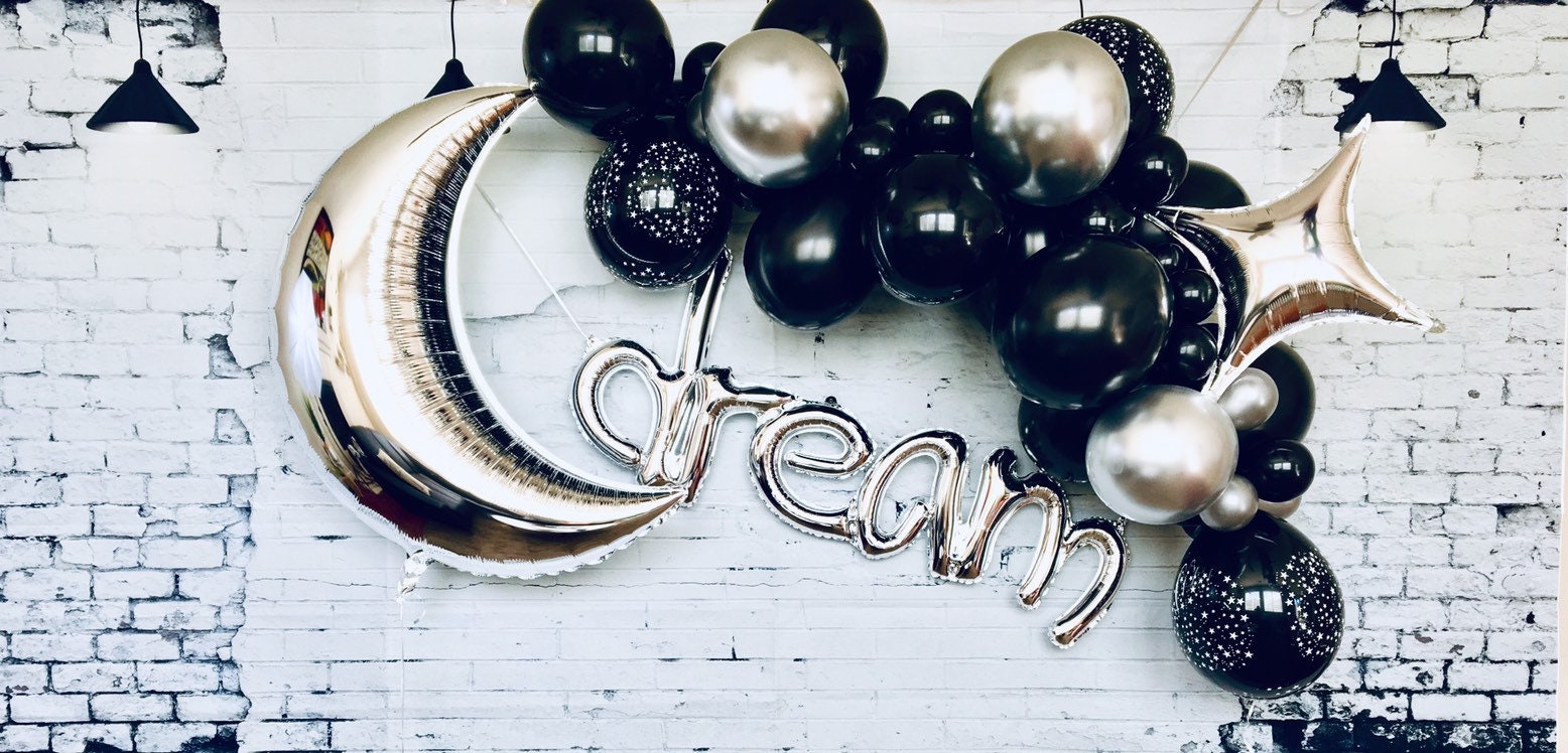 Shiny Silver Moon Balloon Garland Kit Space Party Out of - Etsy