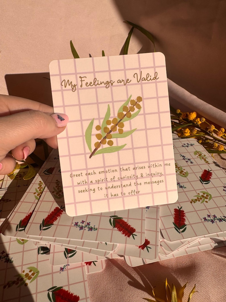 Affirmation Card Deck in Hard Box ~ 52 Hand Illustrated Cards ~ Daily ...