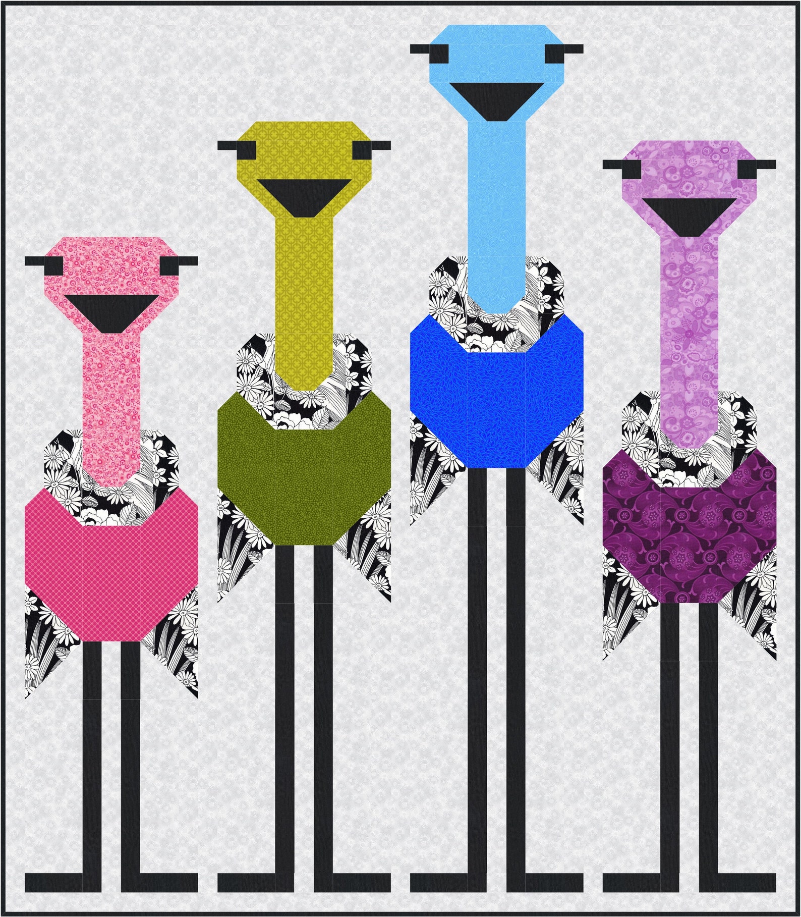 Ostrich Stretch Quilt Pattern PDF Instant Download Modern | Etsy Canada