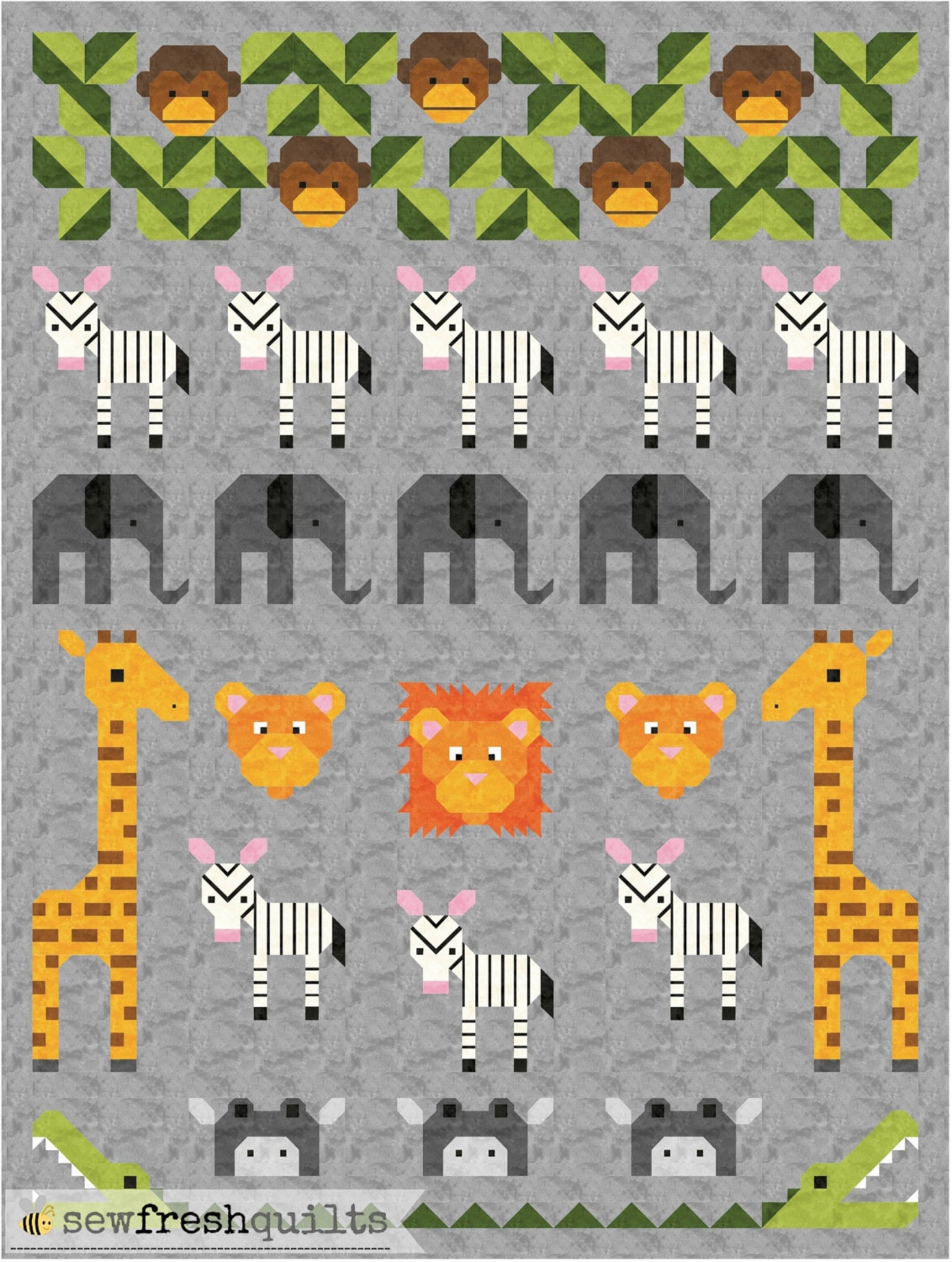 Jungle Friends Quilt Pattern PDF Instant Download animals | Etsy