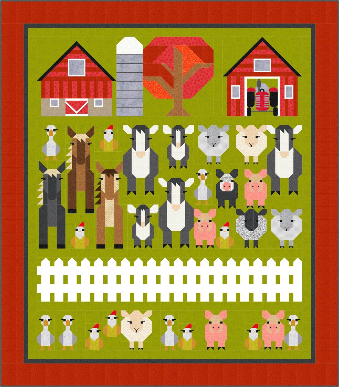 Farm Fun 18 Page Quilt Pattern PDF Instant Download Modern Patchwork, 4 ...