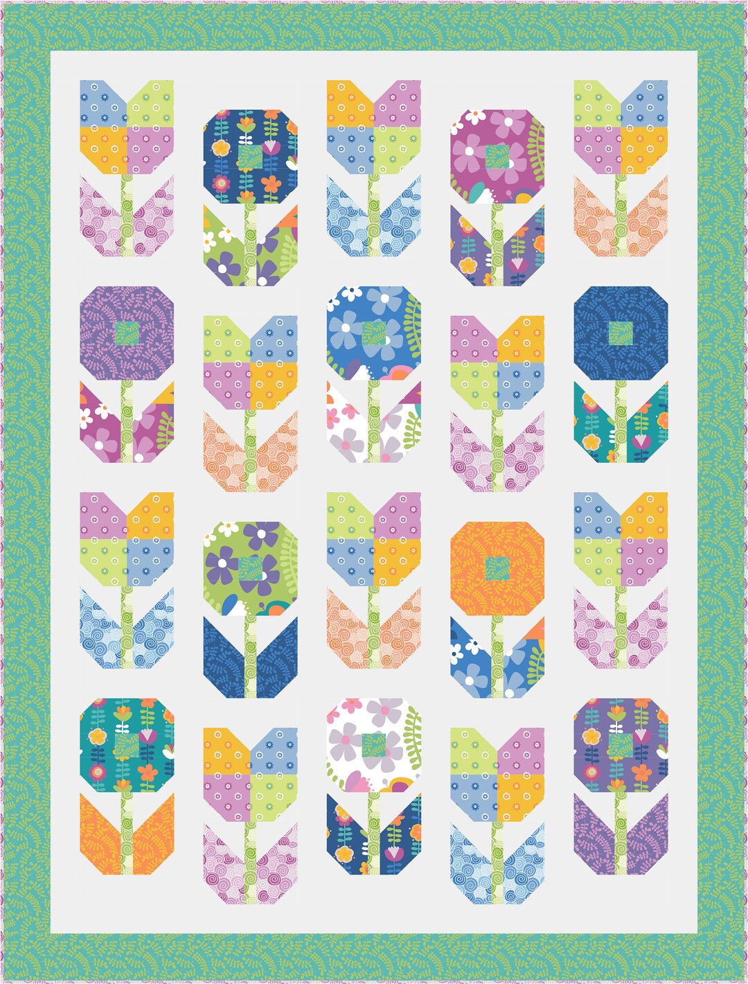 Flower Power Quilt Pattern PDF Instant Download Modern Patchwork ...