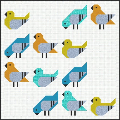 Budgie Birds Quilt Pattern PDF Instant Download Modern - Etsy