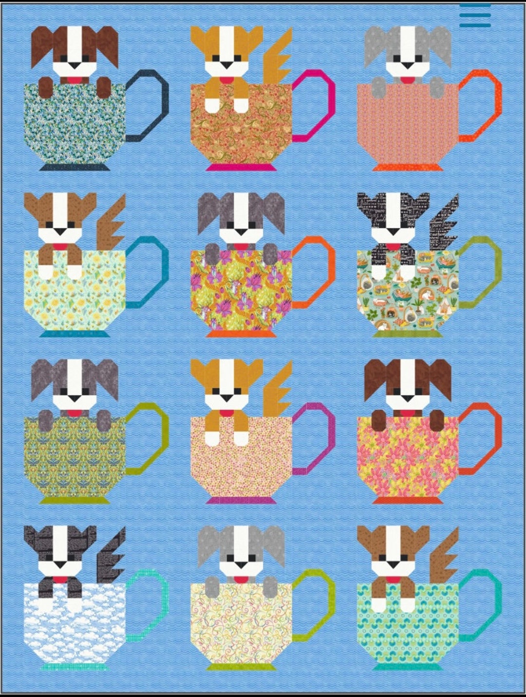 Pups in Cups Quilt Pattern PDF Instant Download Modern Patchwork ...