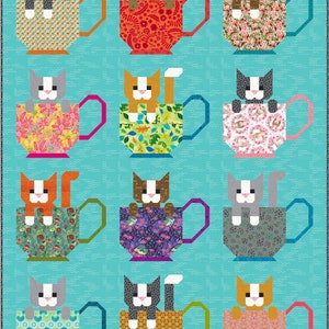 Kittens in Cups Quilt Pattern PDF Instant Download Modern Patchwork ...