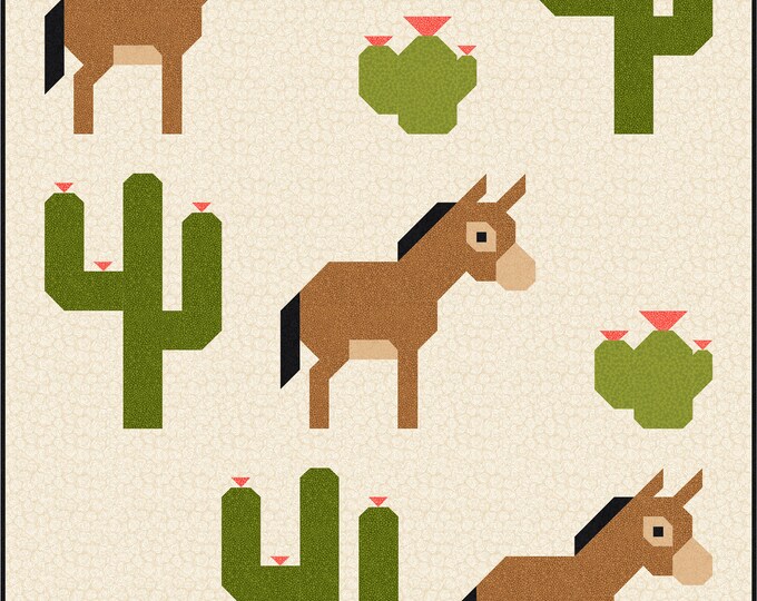 Desert Donkey Quilt Pattern, PDF Instant Download Modern Patchwork Baby ...