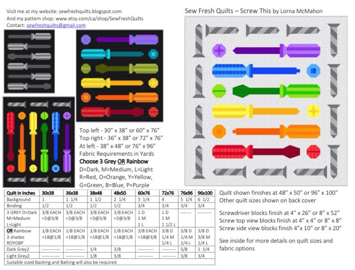 Screw This! PAPER Quilt Pattern to Be Mailed, Solids Prints, Modern ...