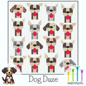 Dog Daze Quilt Pattern PDF Instant Download Modern Patchwork ...