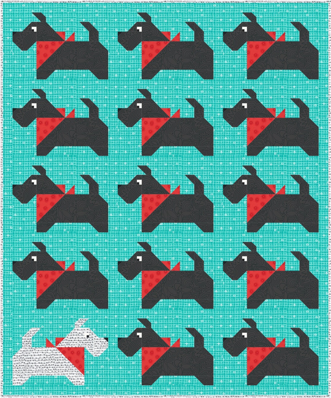 Scottie Dogs Quilt Pattern PDF Instant Download Modern Patchwork ...