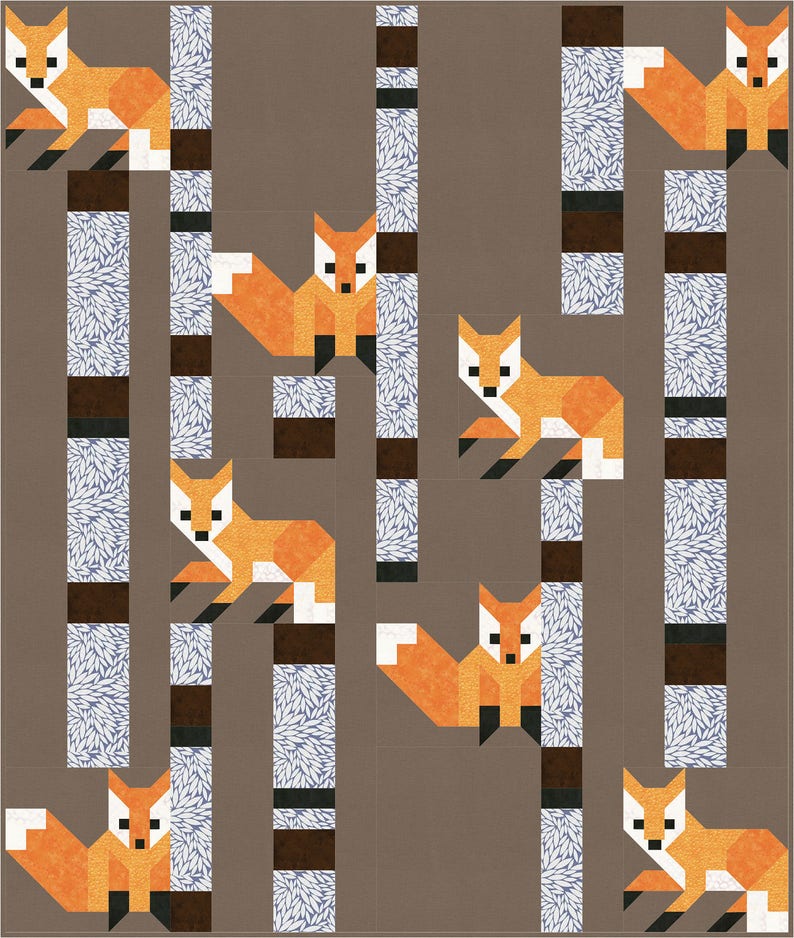 Fox among the Birches Quilt Pattern now includes TWO SIZES | Etsy