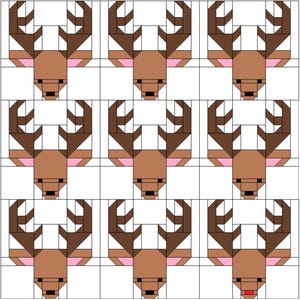 Deer Quilt Pattern, PDF, Instant Download, 12 Block Reindeer Santa ...