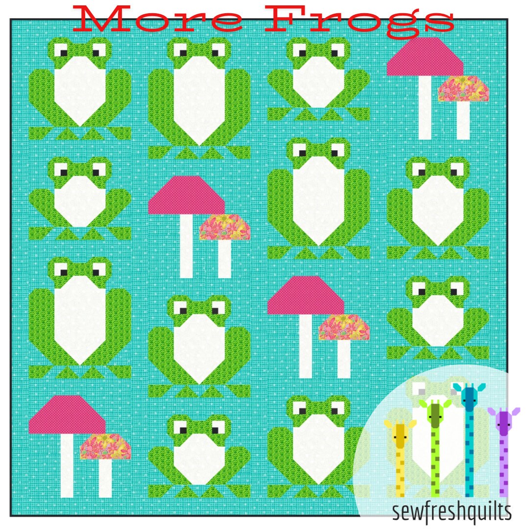 More Frogs Quilt Pattern, PDF, Instant Download, Modern Patchwork, Pet ...