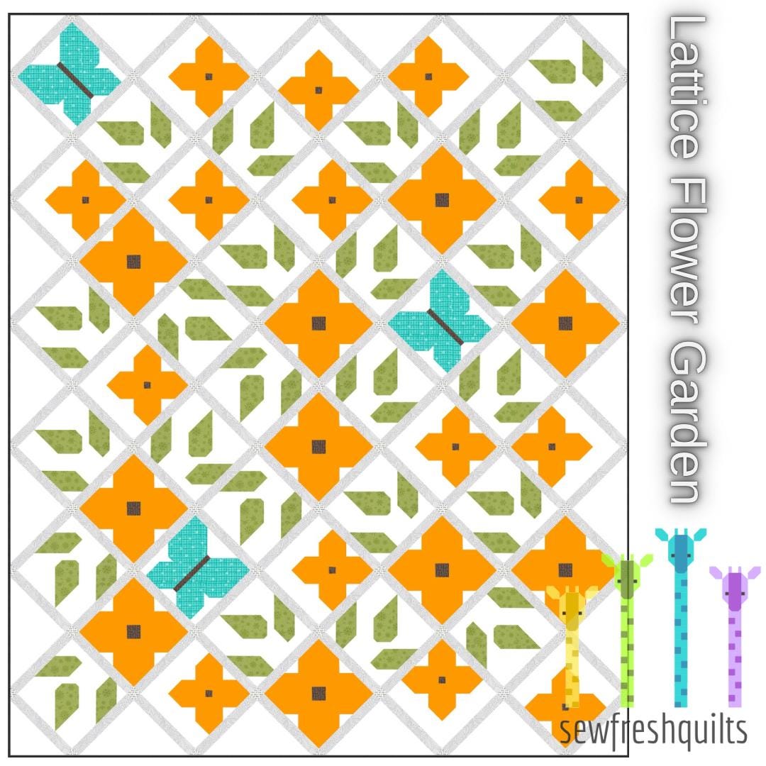Lattice Flower Garden Quilt Pattern, PDF, Instant Download Modern ...