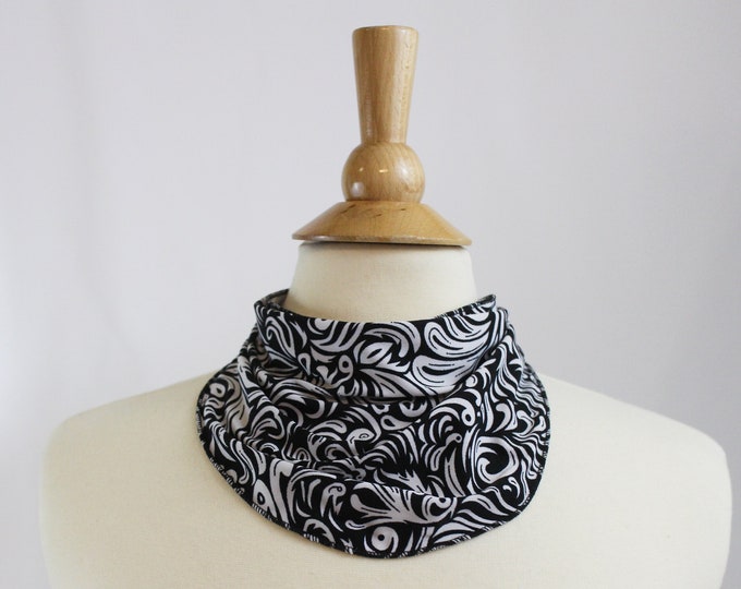 Tracheotomy Black & White Snap-on Neck Scarf for Tracheostomy Cover - Etsy