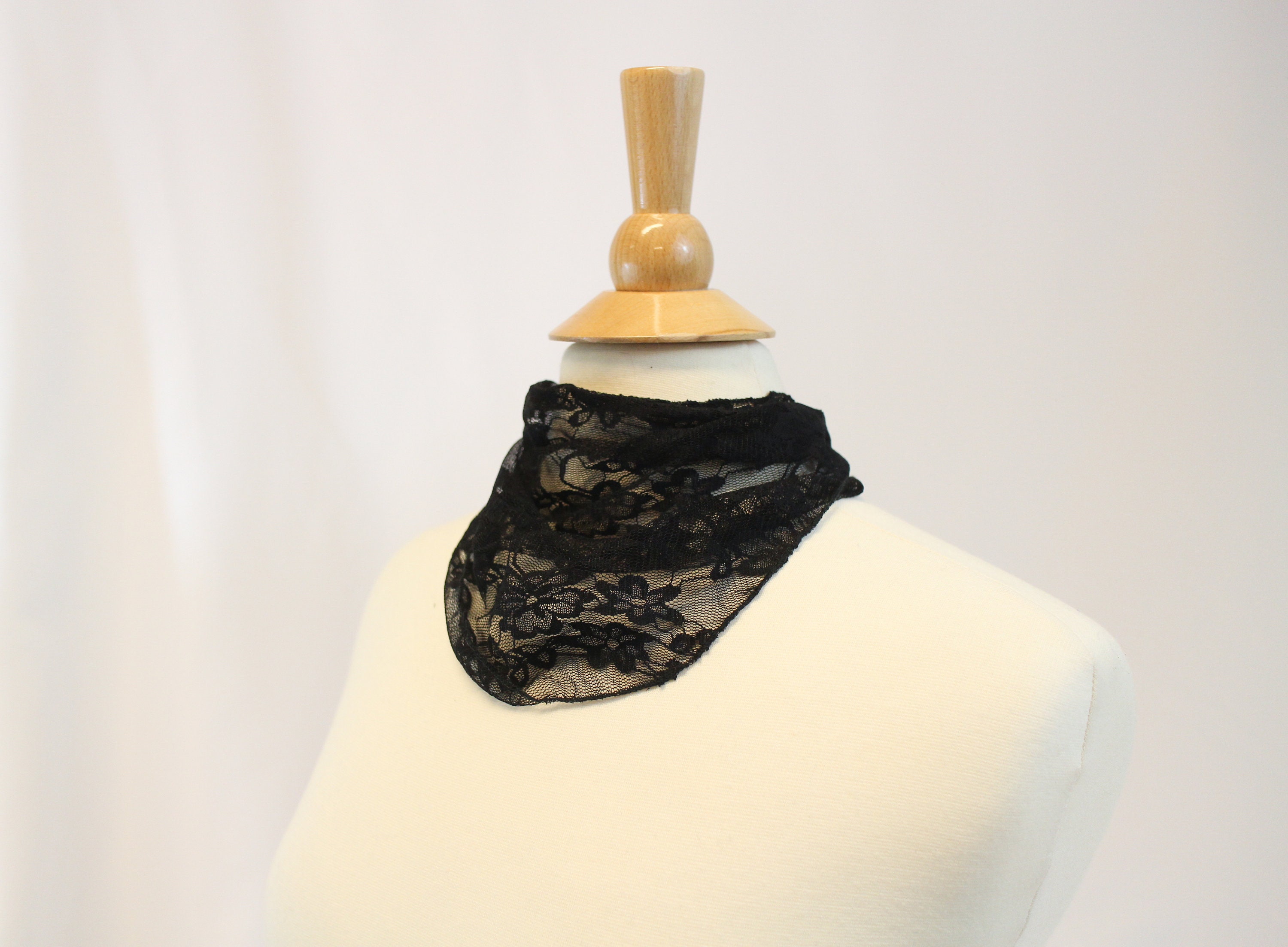 Tracheotomy Black Stretch Lace Snap-on Neck Scarf for Tracheostomy ...