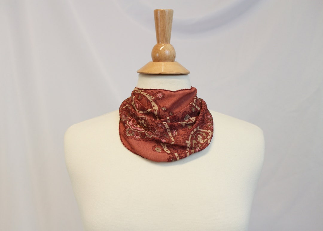 Tracheotomy Paisley Stretch Knit Snap-on Neck Scarf for Tracheostomy ...