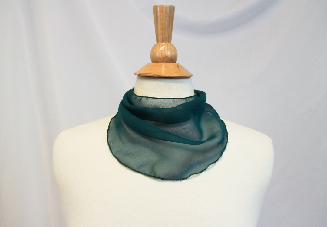 Tracheotomy Sheer Green Chiffon Snap-on Neck Scarf for Tracheostomy ...