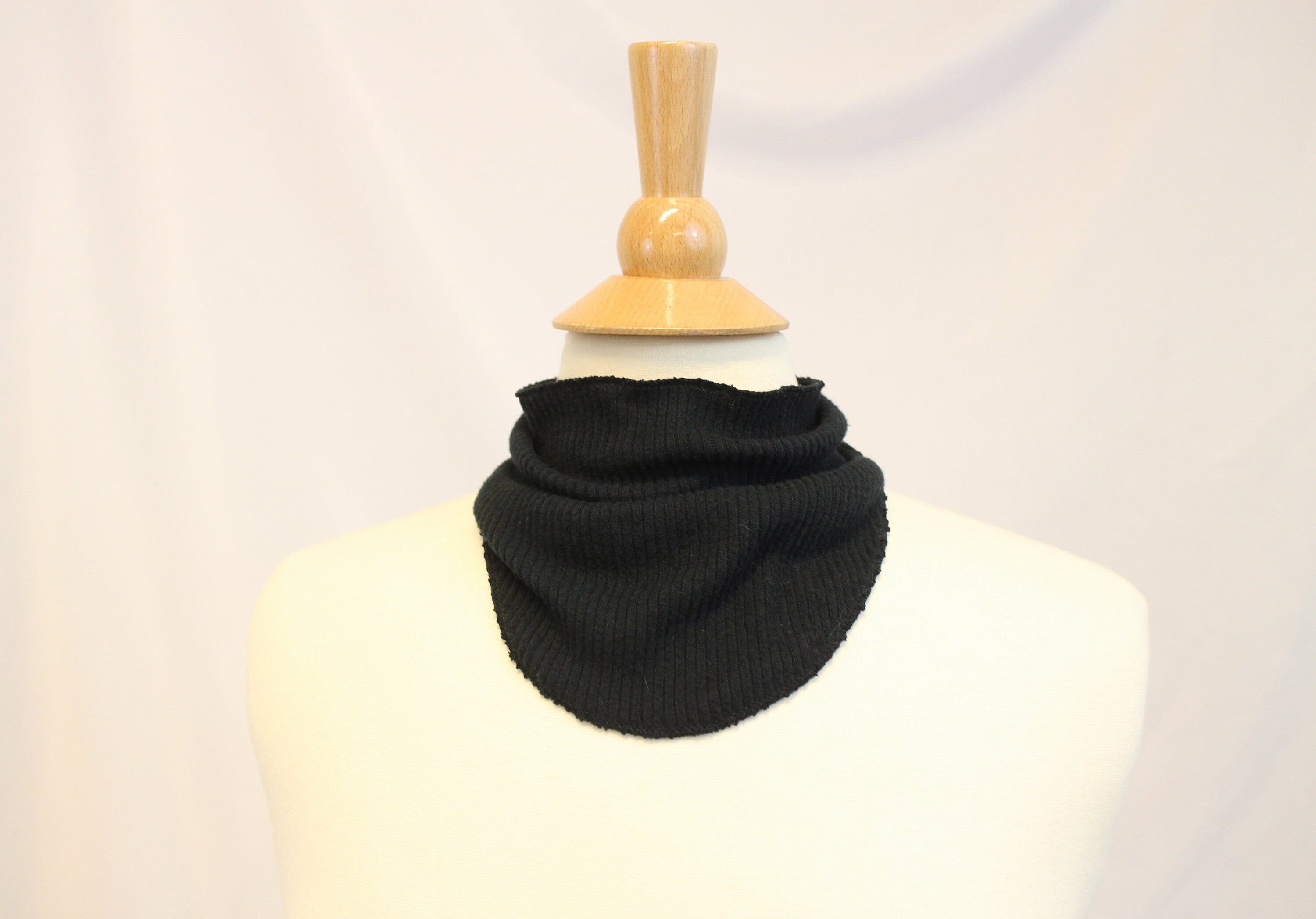 Tracheotomy Black Rib Knit Snap-on Neck Scarf for Tracheostomy Cover - Etsy