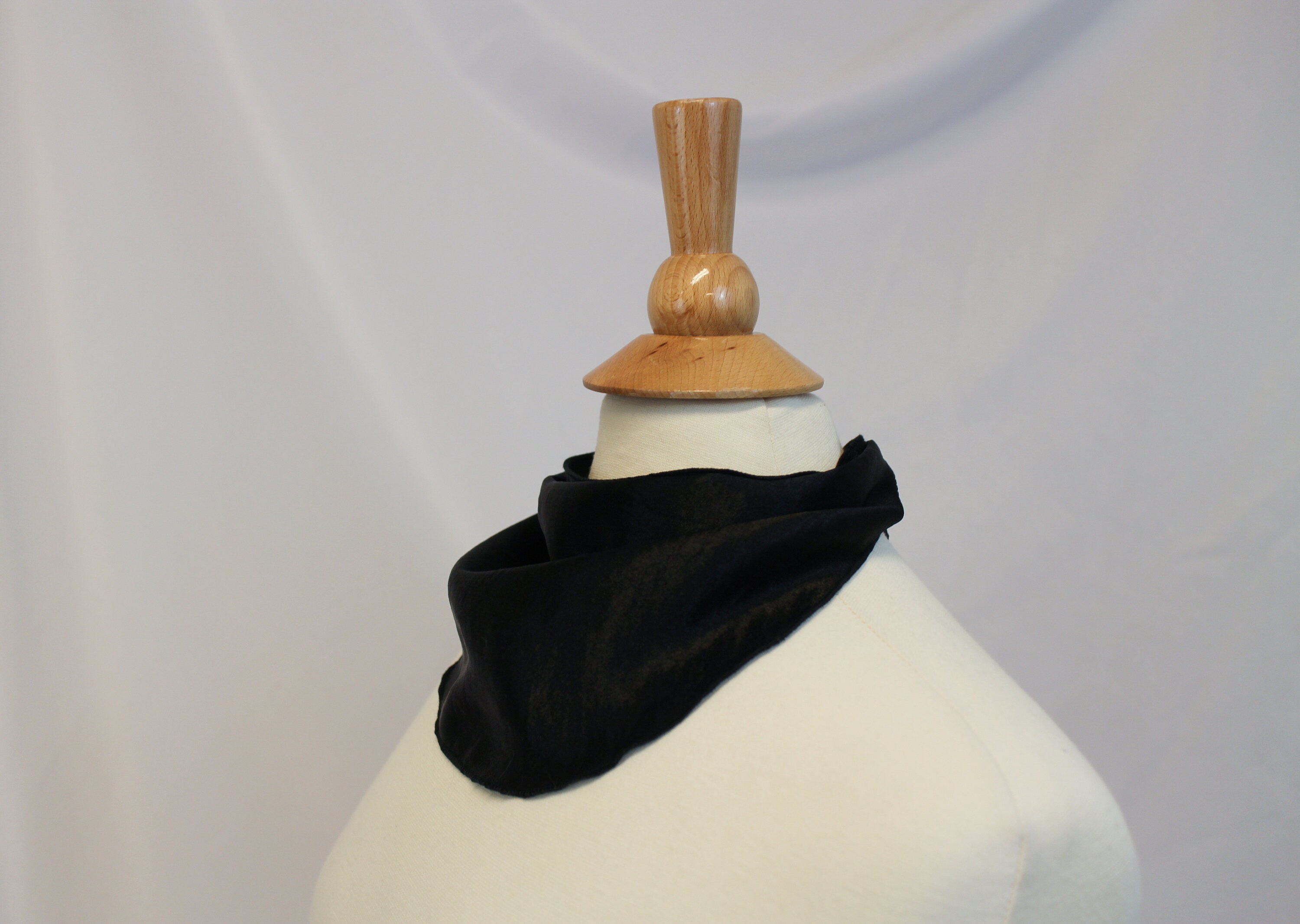 Black Crushed Satin Tracheotomy Snap-on Neck Scarf for Tracheostomy ...