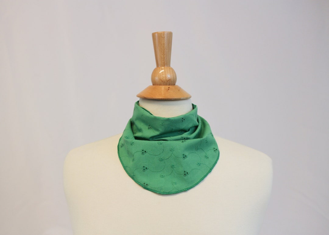 Tracheotomy Green Eyelet Cotton Snap-on Neck Scarf for Tracheostomy ...