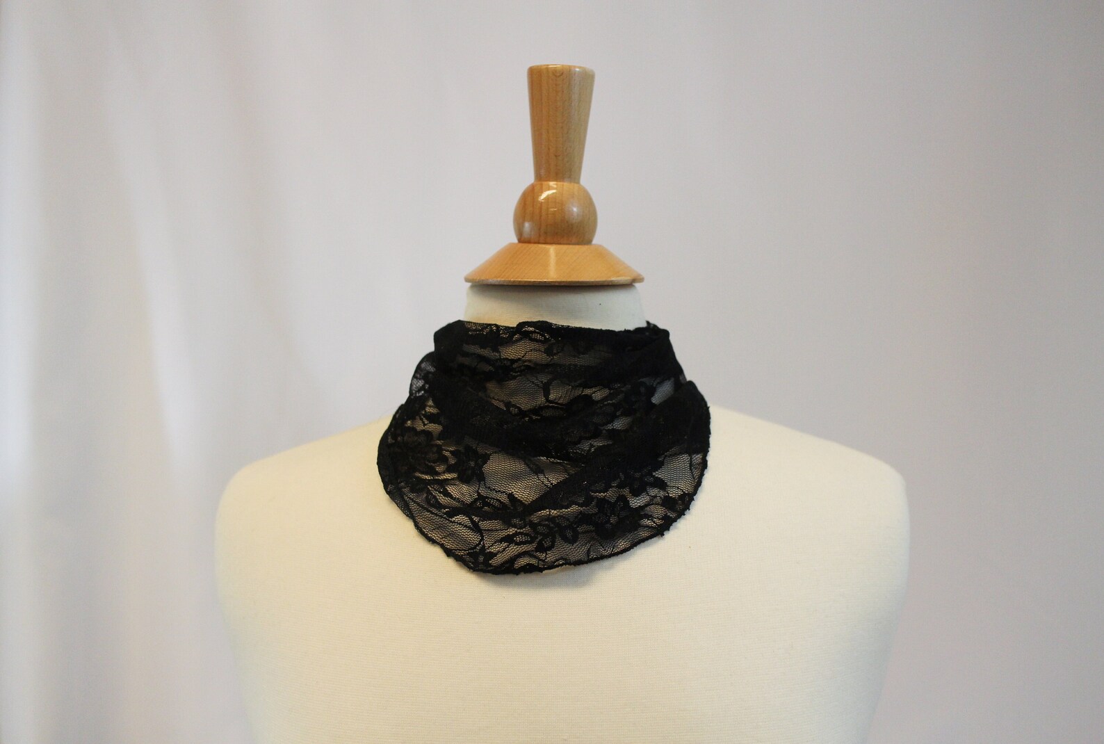 Tracheotomy Black Stretch Lace Snap-on Neck Scarf for Tracheostomy ...