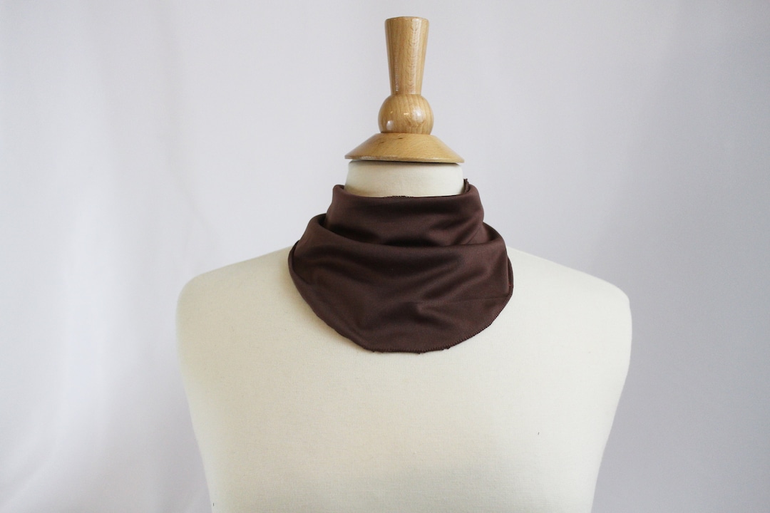 Brown Stretch Knit Tracheotomy Snap-on Neck Scarf for Tracheostomy ...