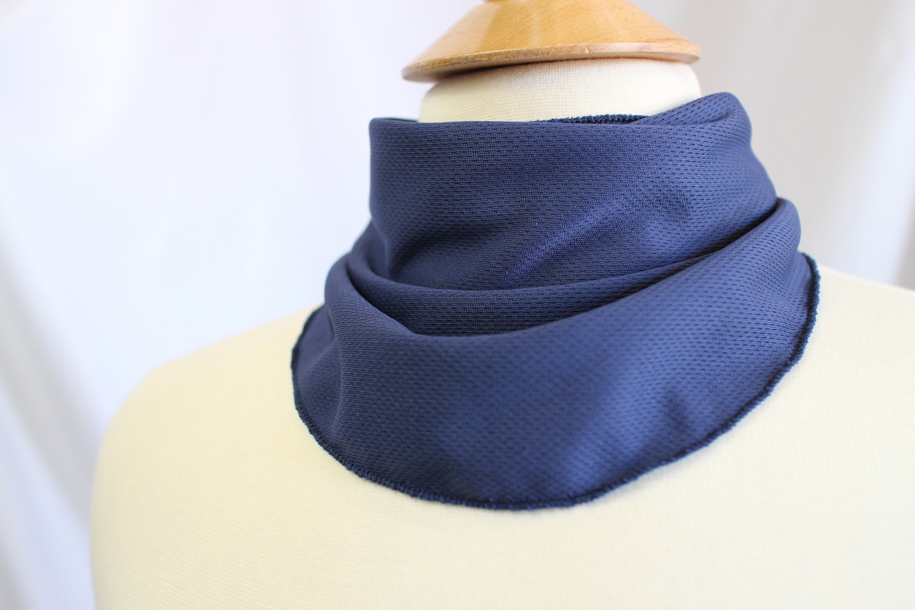 Navy Blue Tracheotomy Athletic Mesh Knit Snap-on Neck Scarf for ...
