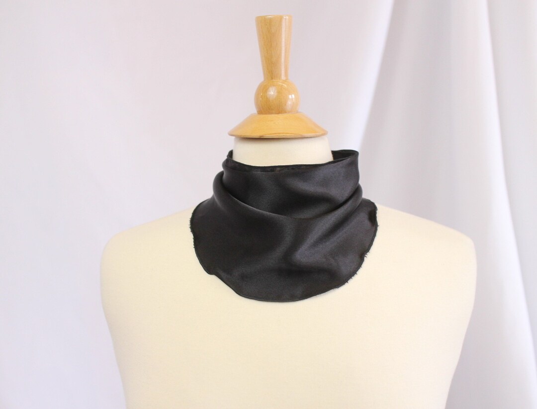 Black Charmeuse Satin Tracheotomy Snap-on Neck Scarf for Tracheostomy ...
