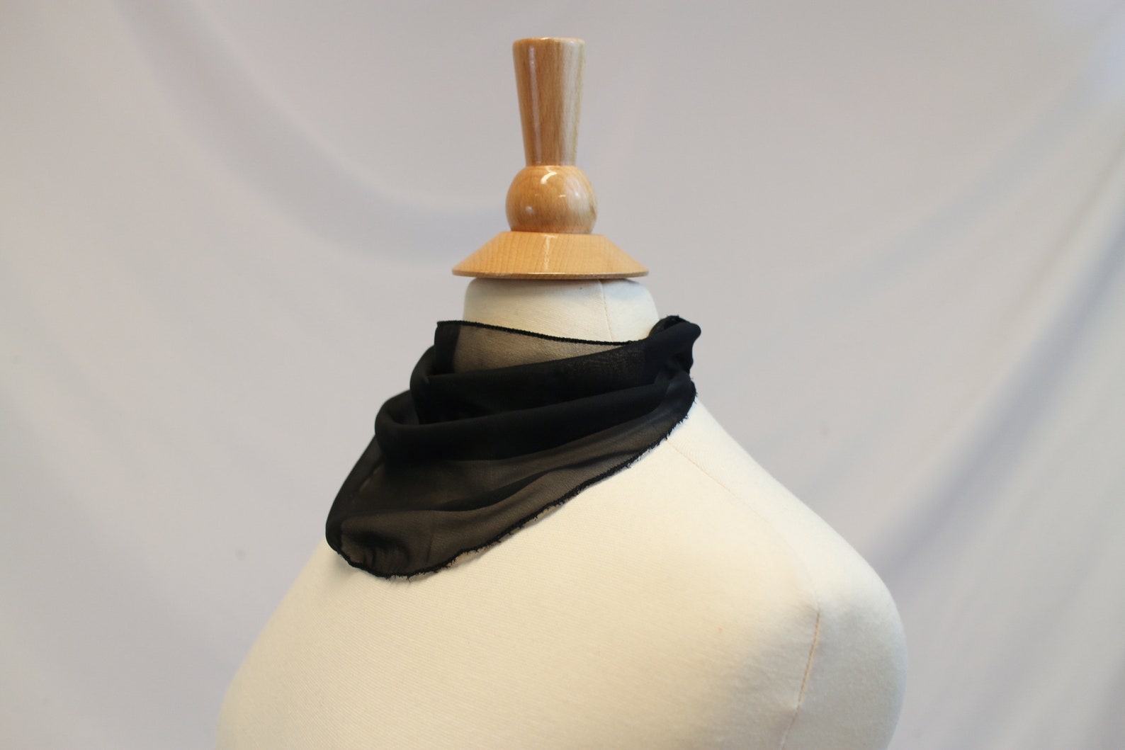 Tracheotomy Sheer Black Chiffon Snap-on Neck Scarf for Tracheostomy ...