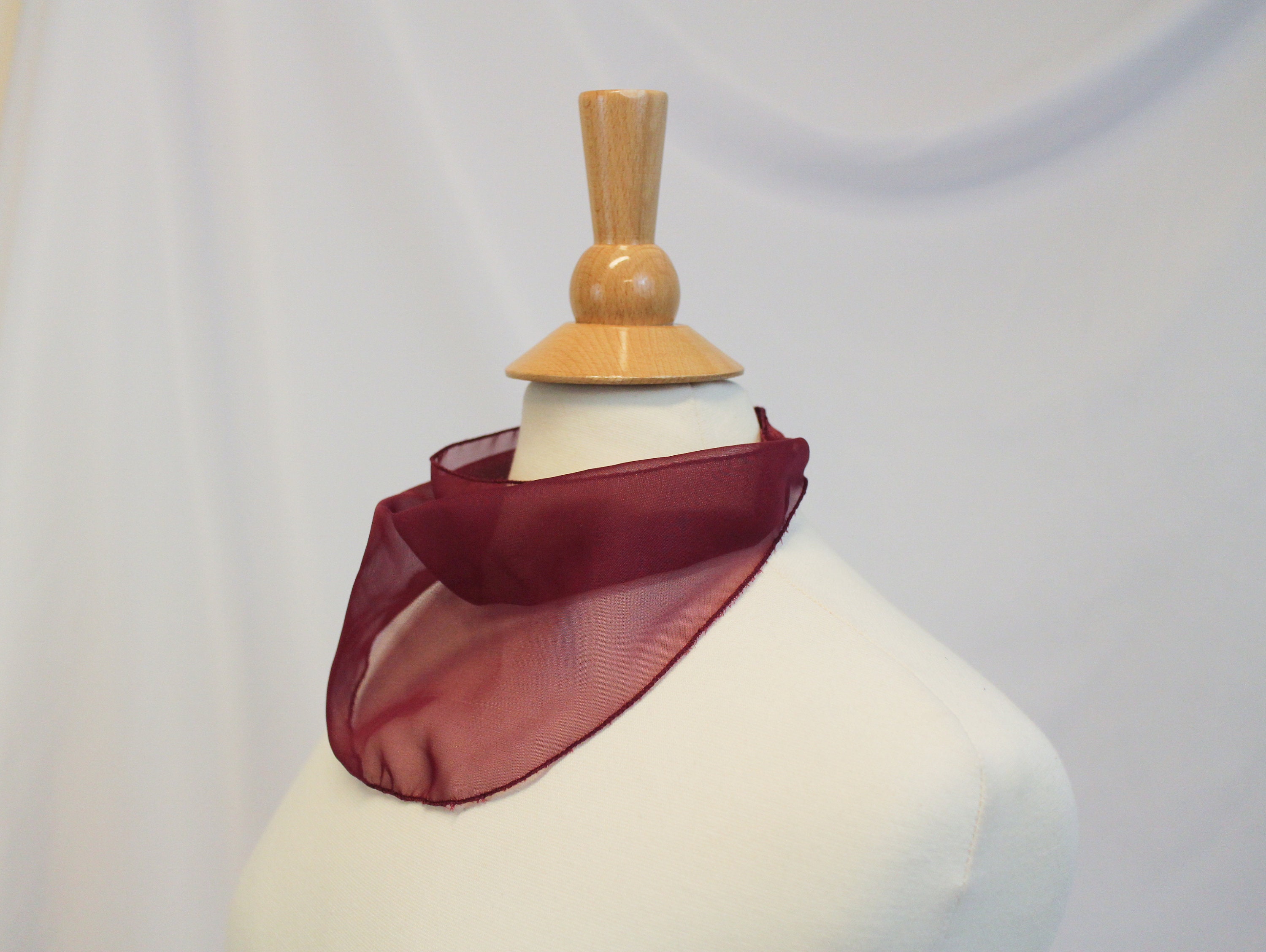 Tracheotomy Sheer Maroon Chiffon Snap-on Neck Scarf for Tracheostomy ...
