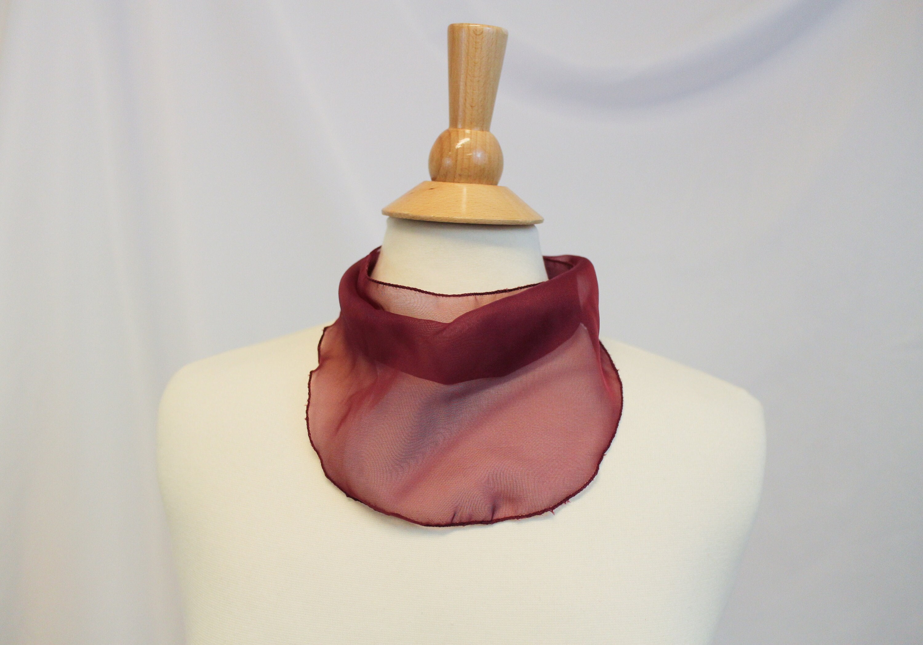 Tracheotomy Sheer Maroon Chiffon Snap-on Neck Scarf for Tracheostomy ...