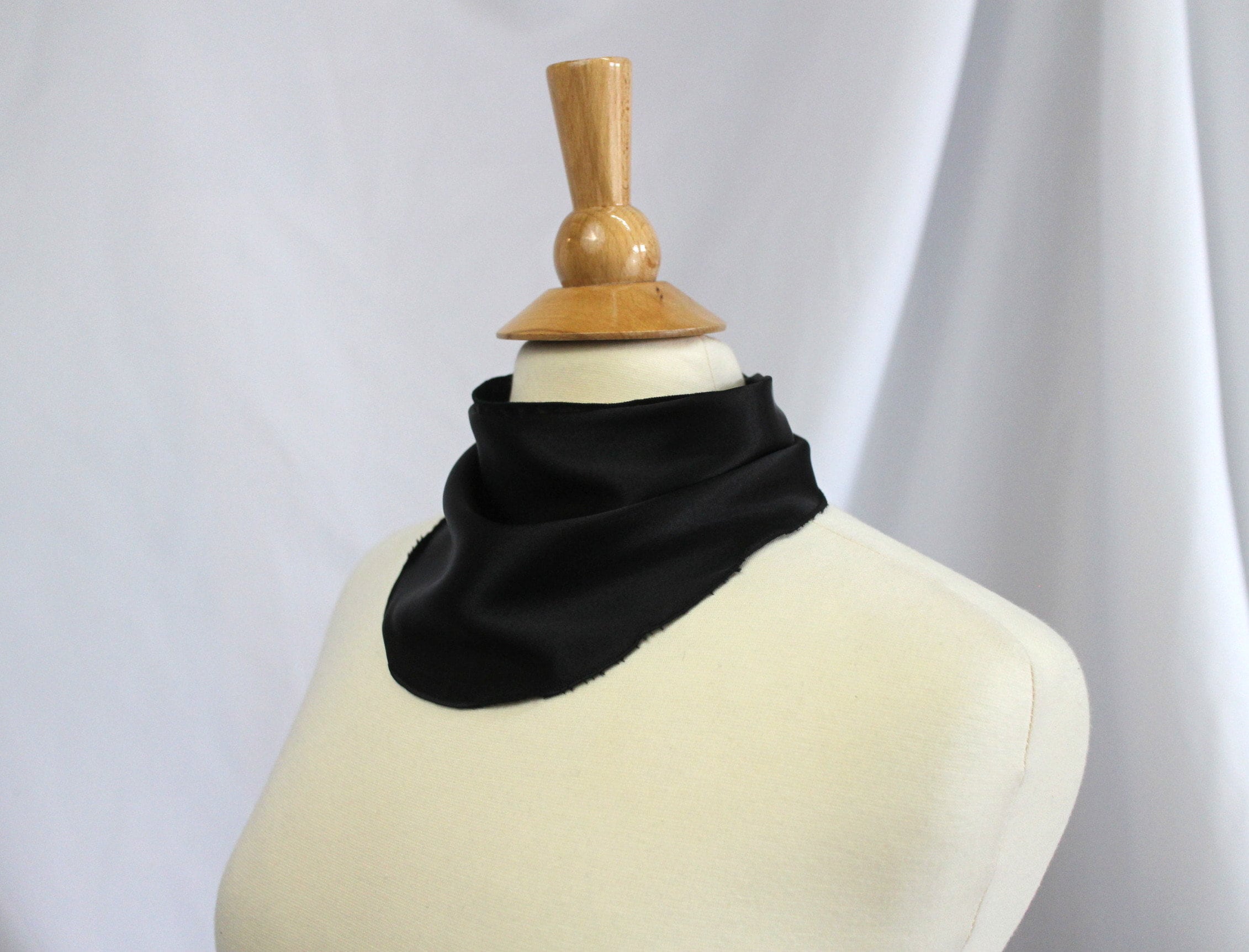 Black Charmeuse Satin Tracheotomy Snap-on Neck Scarf for Tracheostomy ...