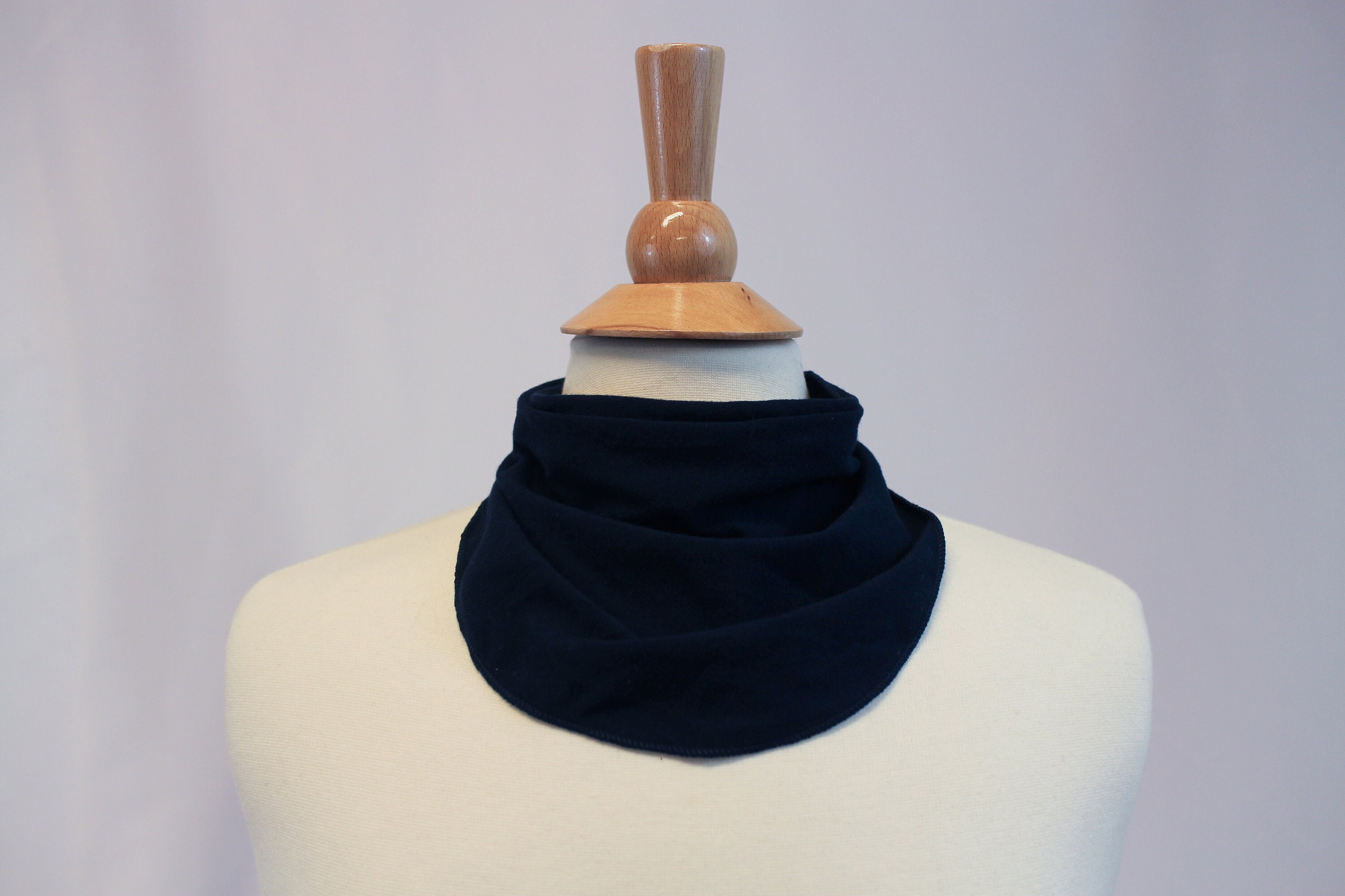 Deep Navy Stretch Knit Tracheotomy Snap-on Neck Scarf for Tracheostomy ...