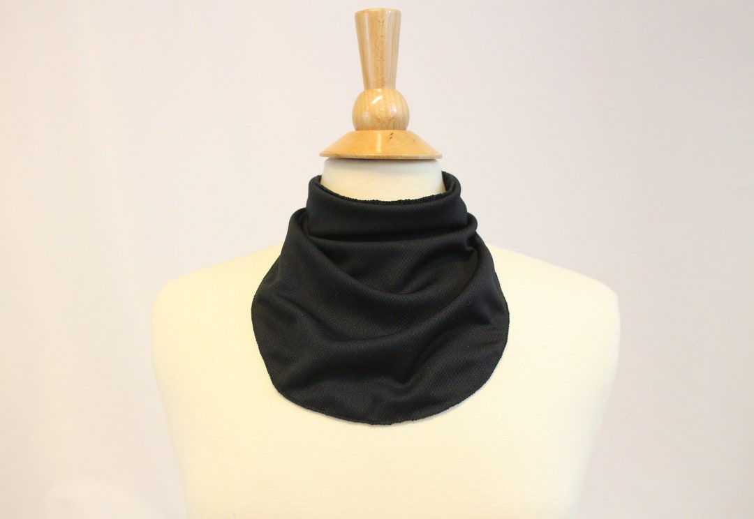 Tracheotomy Long Black Athletic Mesh Knit Snap-on Neck Scarf for ...