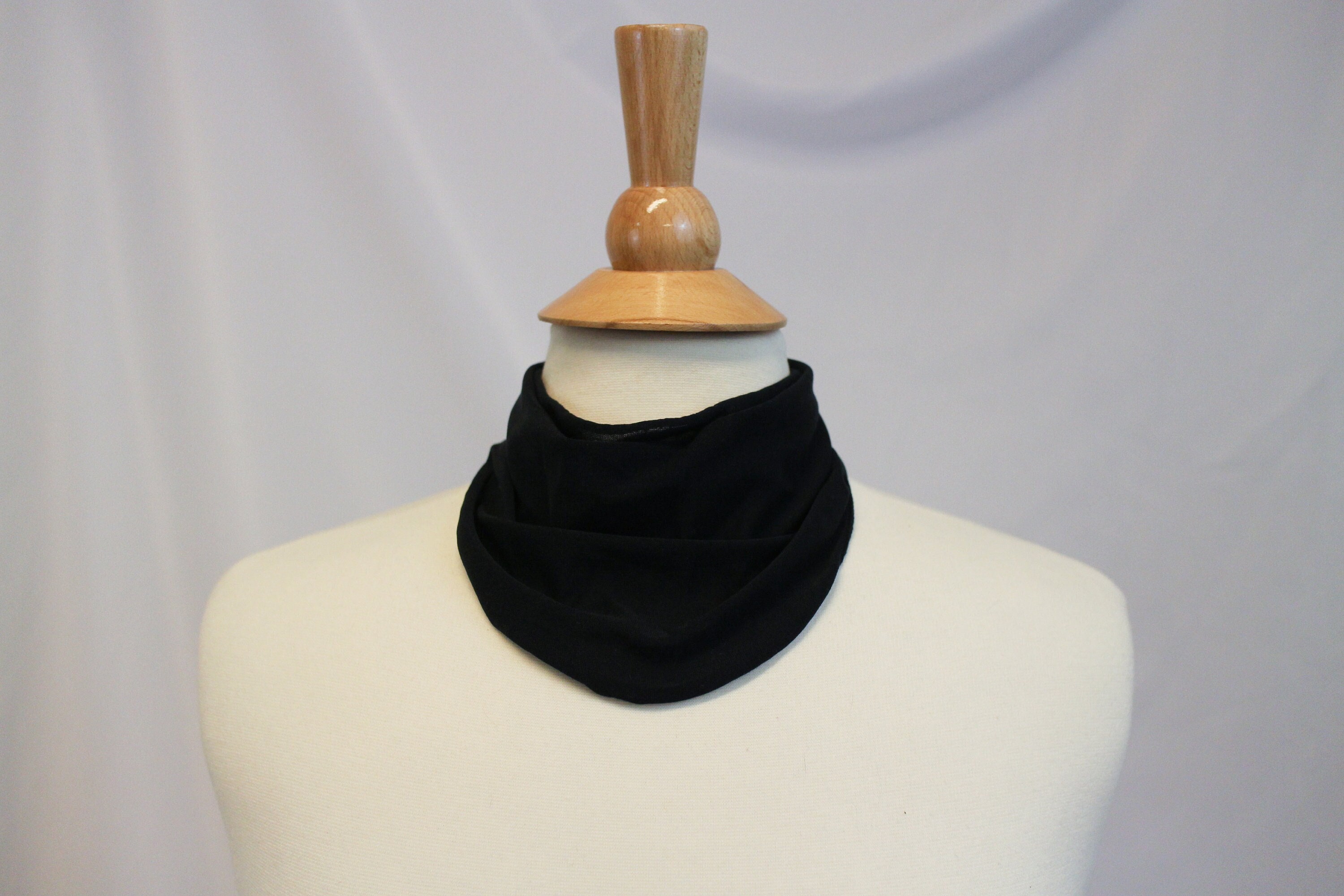 Tracheotomy Soft Black Peach Skin Knit Snap-on Neck Scarf for ...