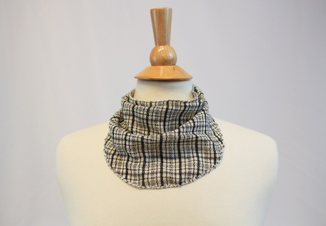 Black & White Plaid Snap-on Neck Scarf for Tracheostomy Cover - Etsy