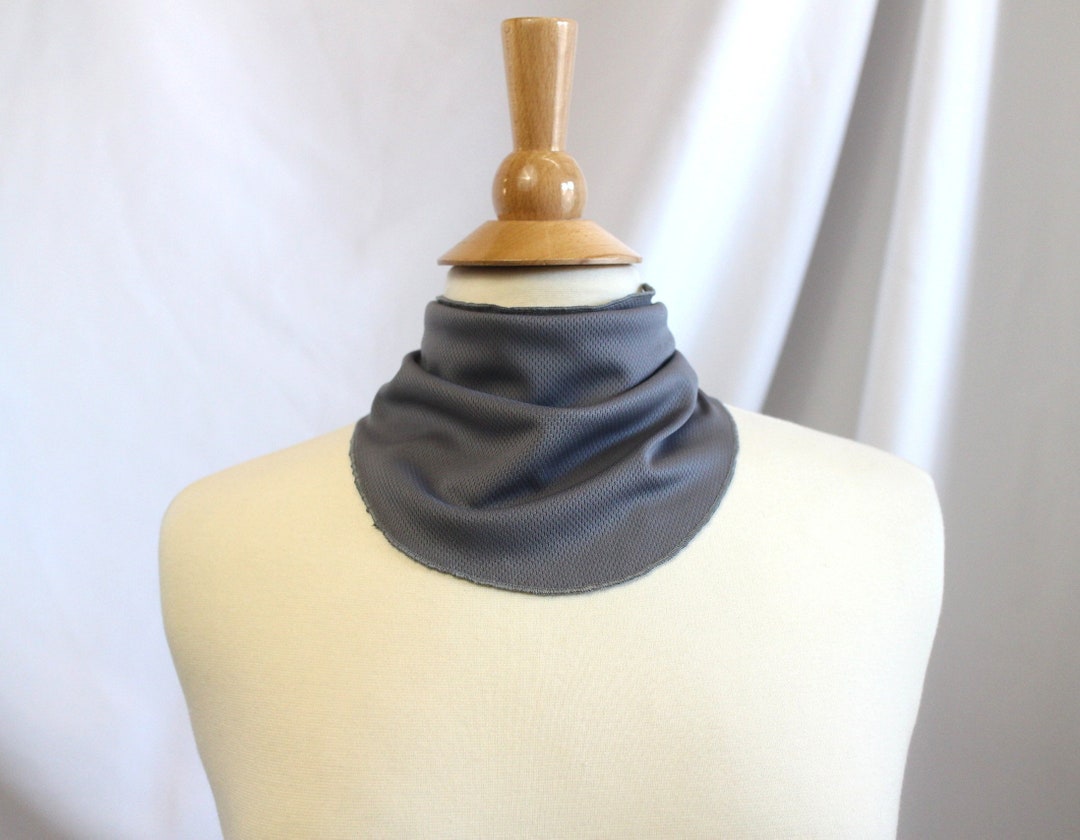 Tracheotomy Gray Athletic Mesh Knit Snap-on Neck Scarf for Tracheostomy ...